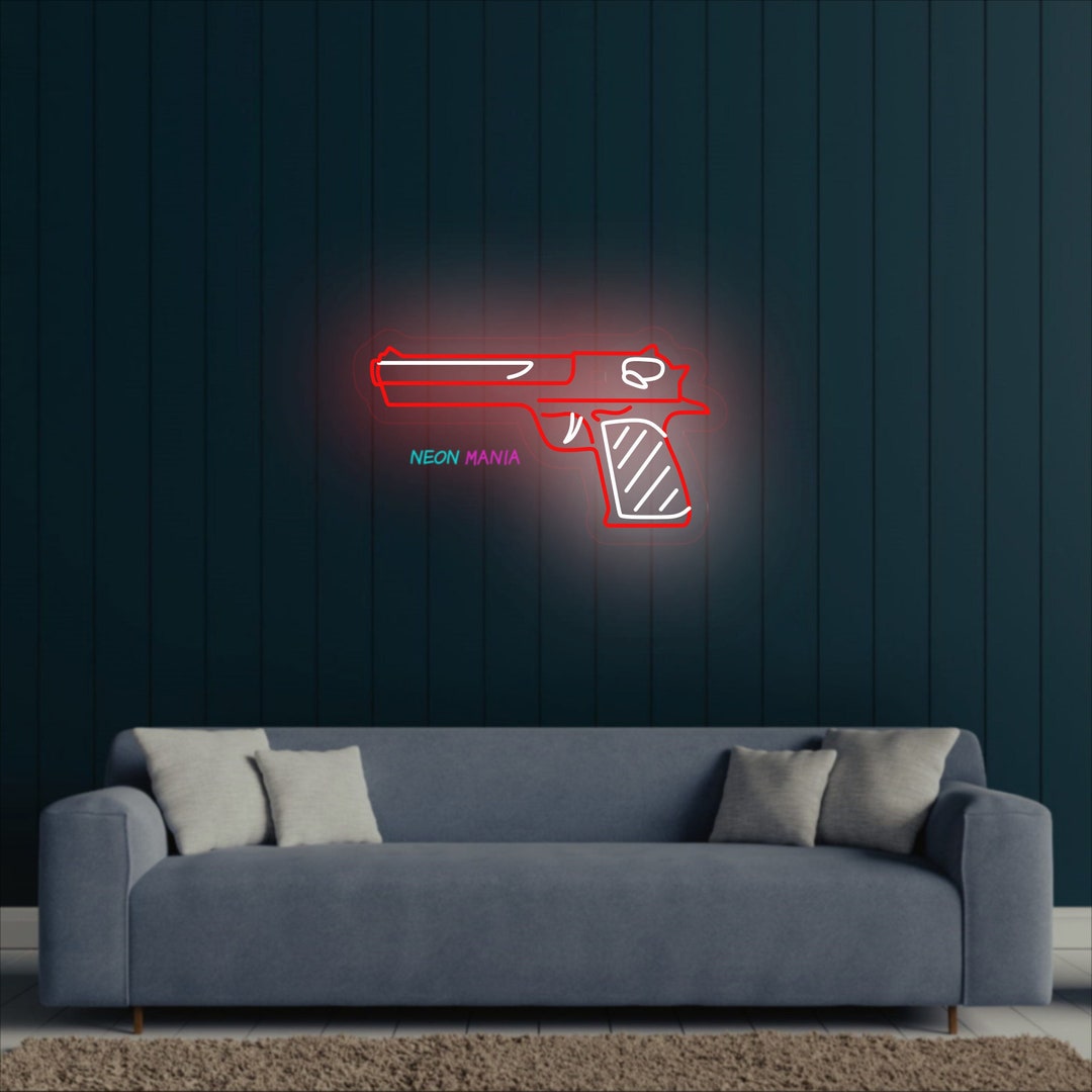 Gun Neon Sign, Pistol Led Neon, Handgun Led Light, Custom Weapon Light ...