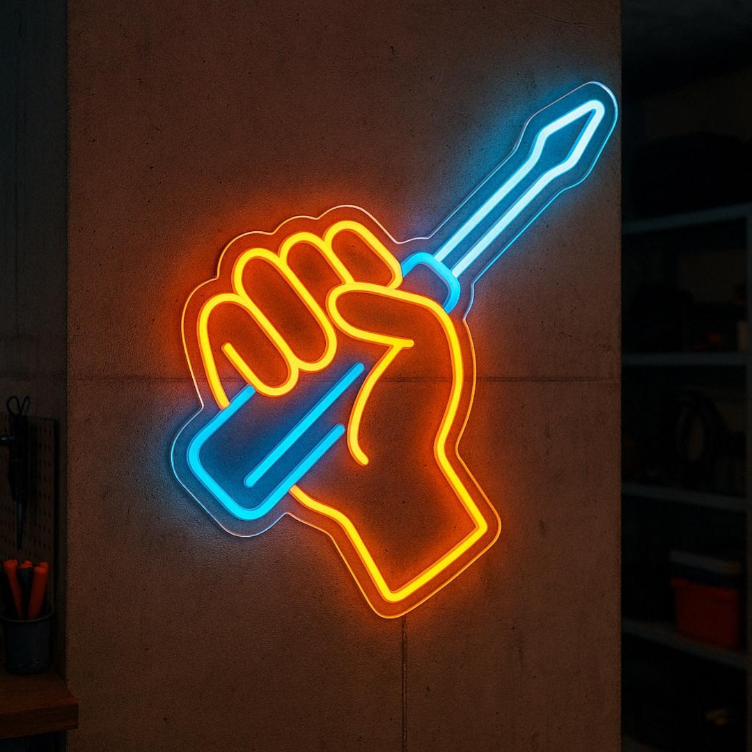 Screwdriver Neon Sign. Hand Tool Light Sign. Garage Wall Decor. Repair ...