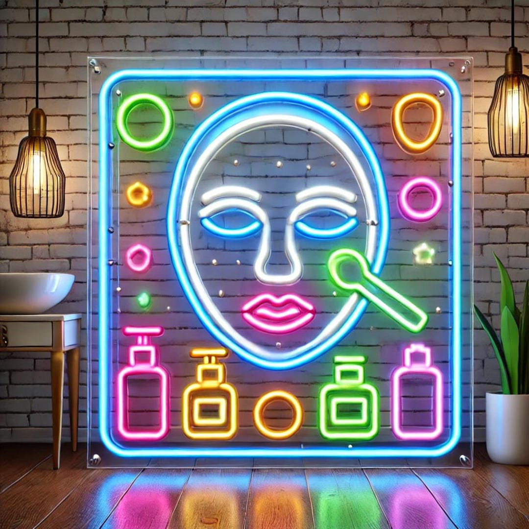 Custom Cosmetology Neon Sign. Facial Cleansing, Facial Masks Decor ...