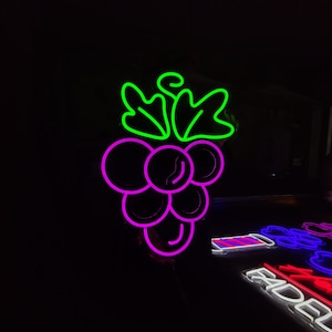 Grapes Neon Sign, Bunch of Grapes Led Light for Kitchen Decor, Custom ...
