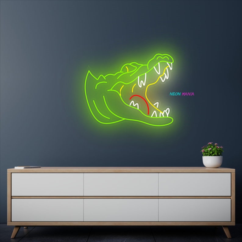 Crocodile Neon Sign Alligator Led Neon Light Croc Led Light | Etsy