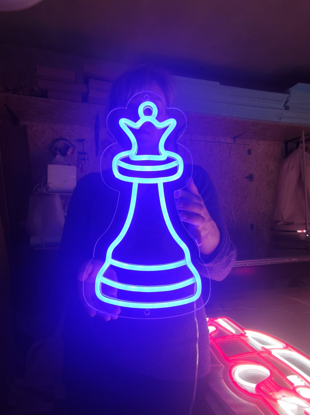 Chess Queen Neon Sign, Chess Club Led Light Sign, Custom Chess Pieces ...