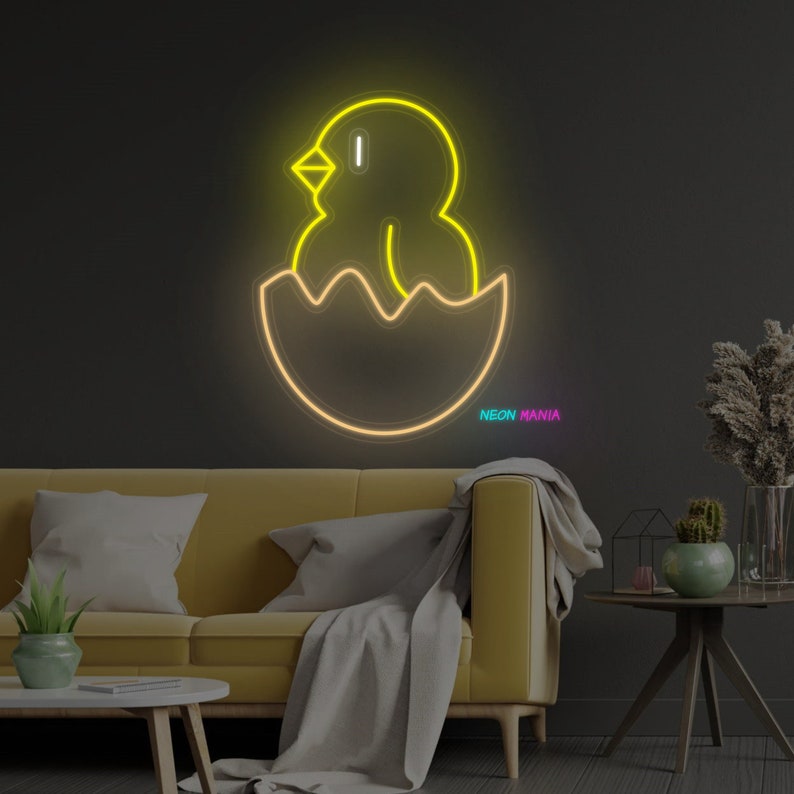 Chick Neon Sign Chicken Led Light Chick in Egg Shell Led - Etsy