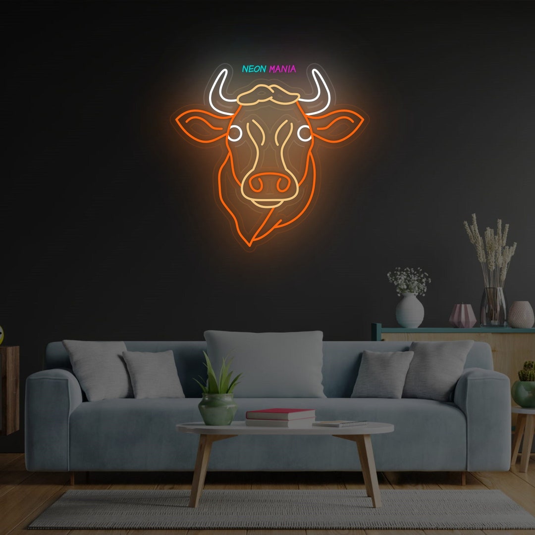 Cow Neon Sign: Light up Your Wall. Cow Head Led Light Wall Decor ...
