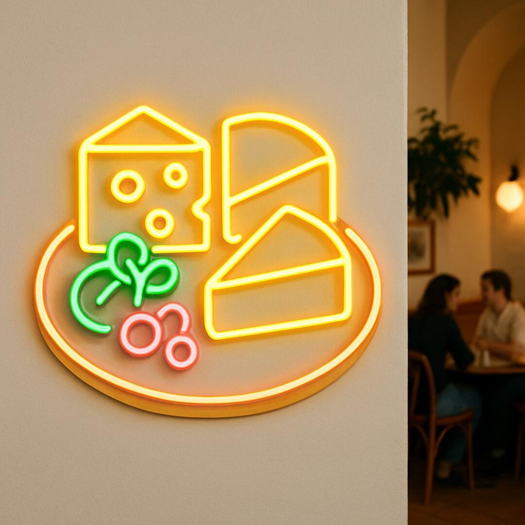 Cheese Board Neon Sign. Restaurant Light. Gastro Pubs Led Sign. Wine ...