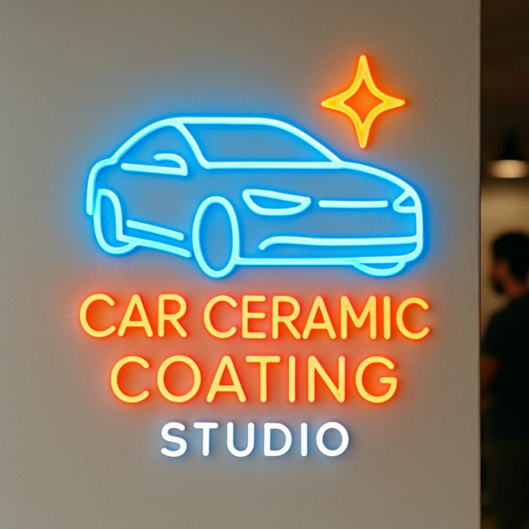 Car Ceramic Coating Studio Neon Sign. Premium Car Wash Light. Car ...