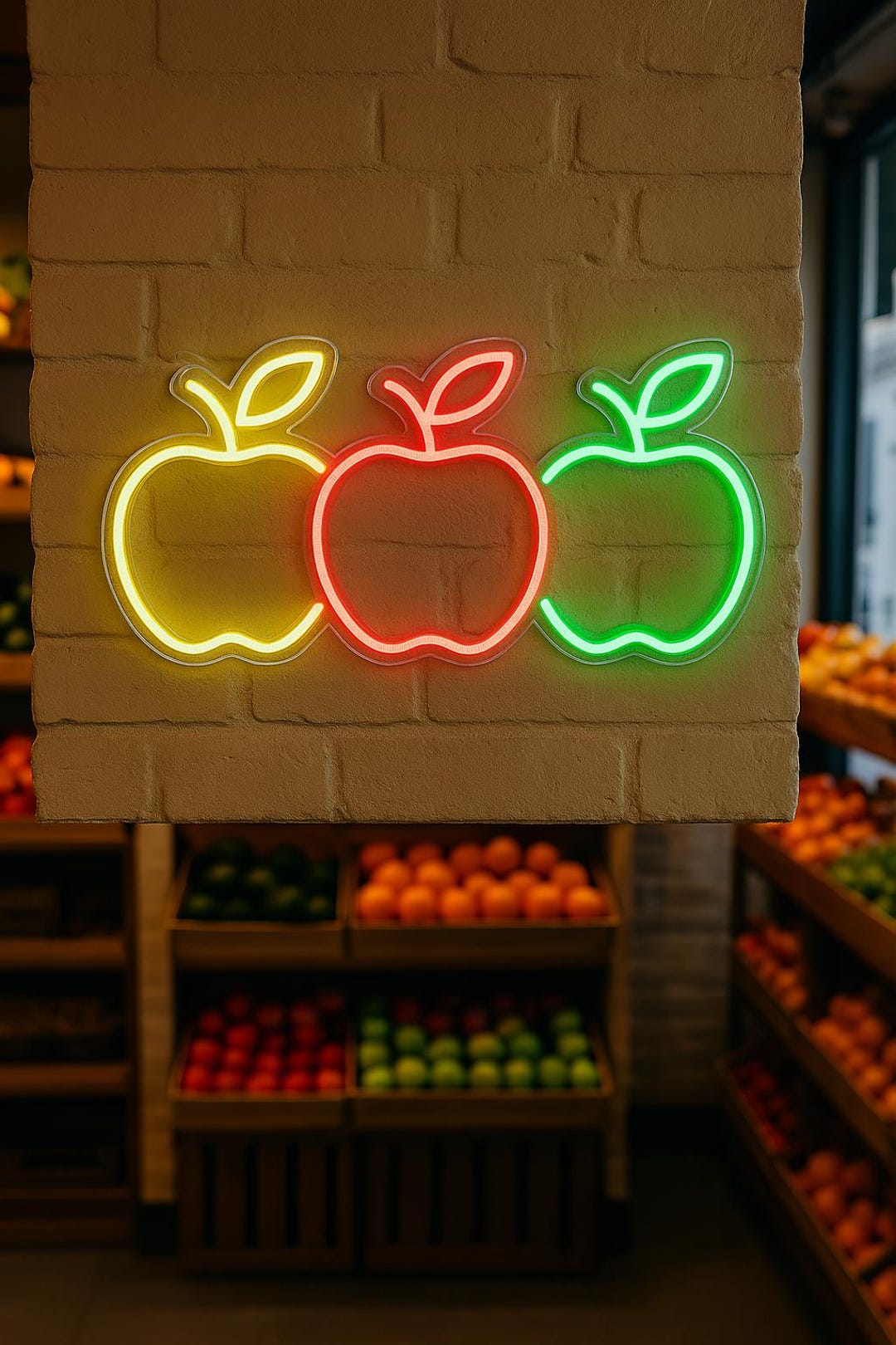 Apple Neon Sign. LED Fruit Shop Decor. Fruit Light Sign - Etsy