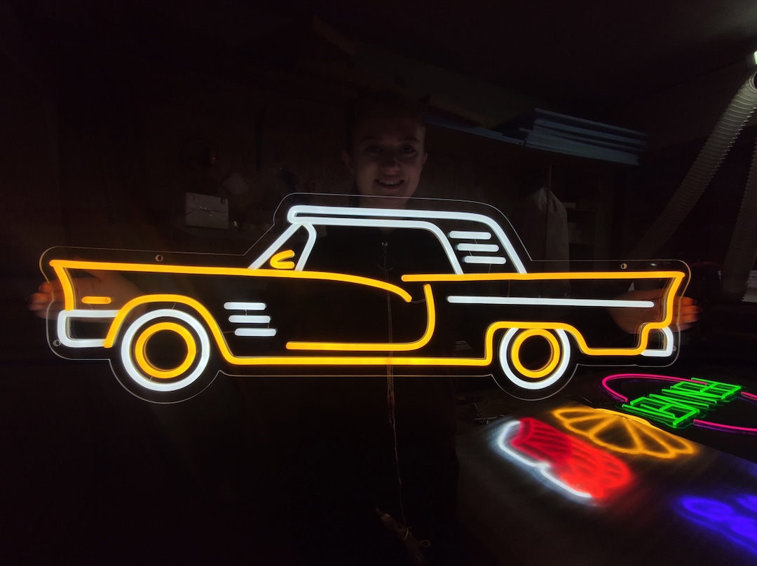 Car Neon Sign, Custom Vintage Led Light up for Bedroom Salon Bar Gym ...