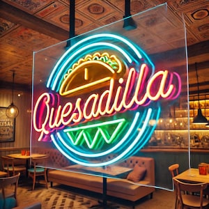 Fast Food LED Neon Sign. Quesadilla, Chili Cheese Fries, Salad Wrap ...