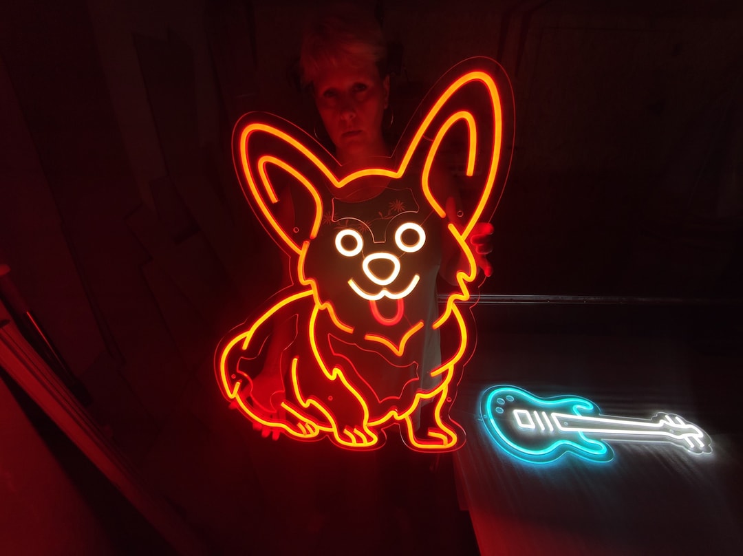 Corgi Neon Sign, Dog Led Sign, Cute Corgi Light Sign, Pet Shop Decor ...