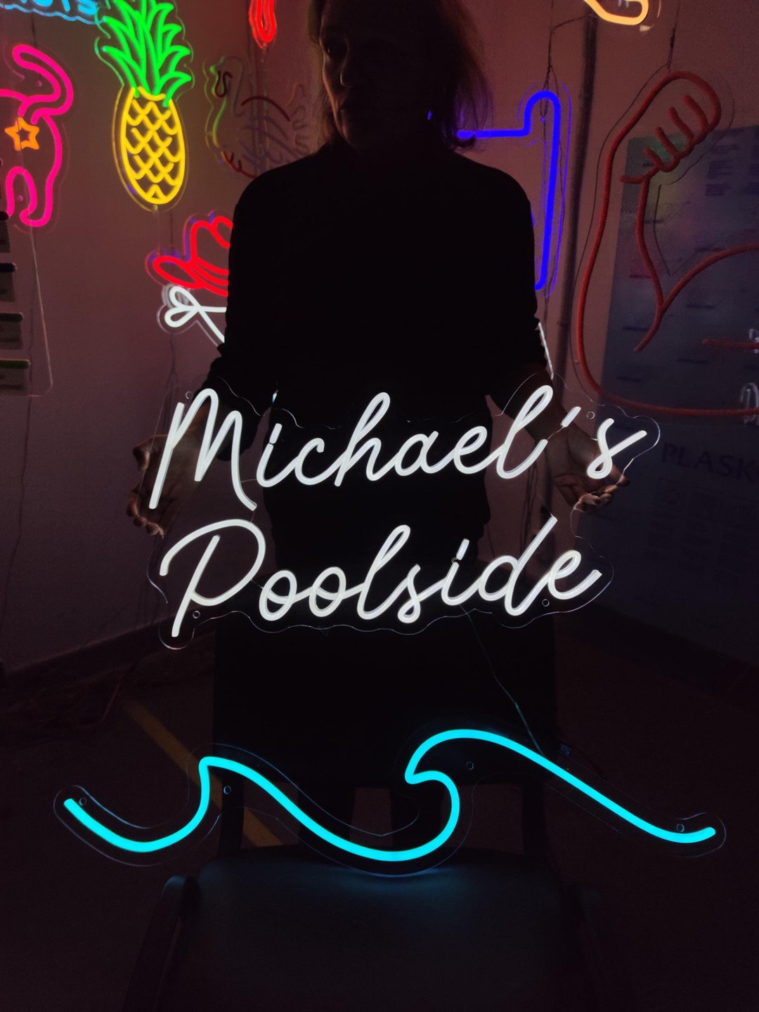 Custom Poolside Neon Sign: Light up Your Oasis. Swimming Pool Led Neon ...