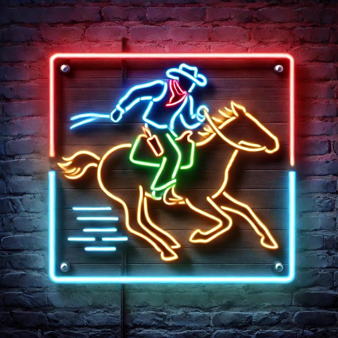 Cowboy LED Neon Sign. Cowboy Party Decor. Wild West Saloon, Wanted ...
