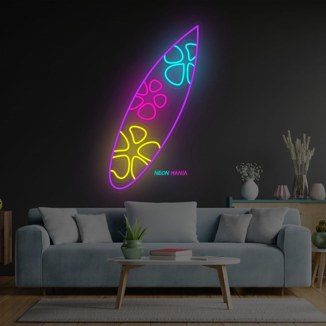 Surfboard Neon Sign, Surfing Led Light, Surf Board Light Sign, Custom ...