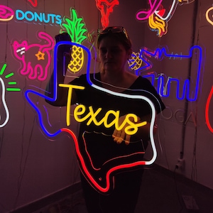 Texas Neon Sign, Texas Map Led Neon, Western Led Light, Light Sign ...