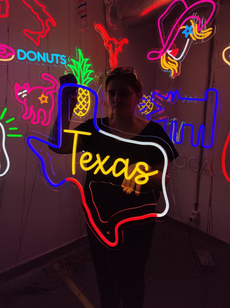 Texas Neon Sign, Texas Map Led Neon, Western Led Light, Light Sign ...