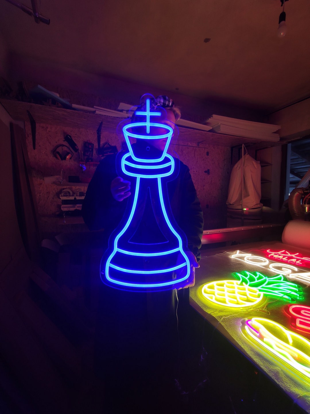 Chess King Neon Sign, Chess Club Led Light Sign, Custom Chess Pieces ...