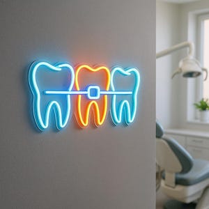 Tooth With a Brace Neon Sign. Teeth Braces Led Neon. Dental Braces Led ...