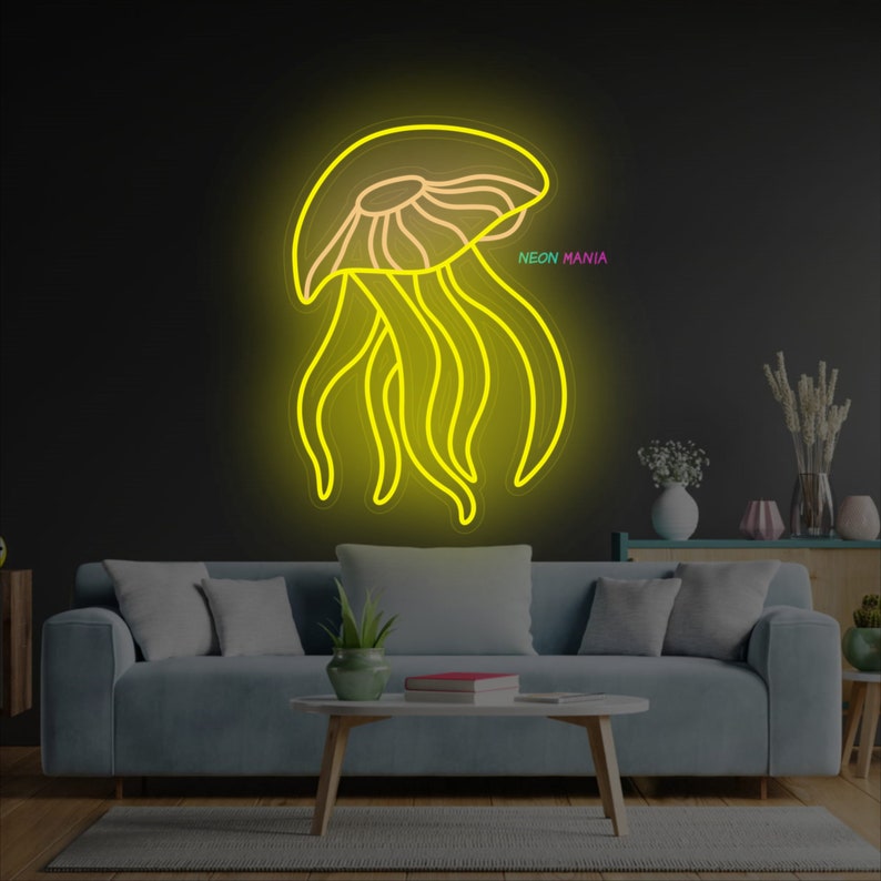 Jellyfish Neon Sign Swimming Medusa Neon Light Marine Led - Etsy