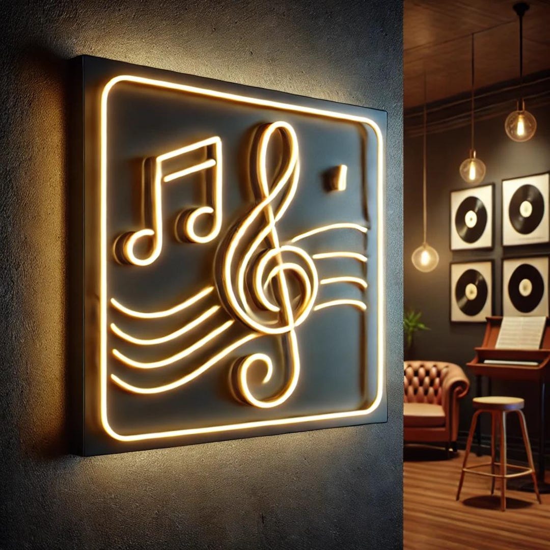 Custom Music Neon Sign. Music Festivals Wall Decor. Dj-consoles, Vinyls ...