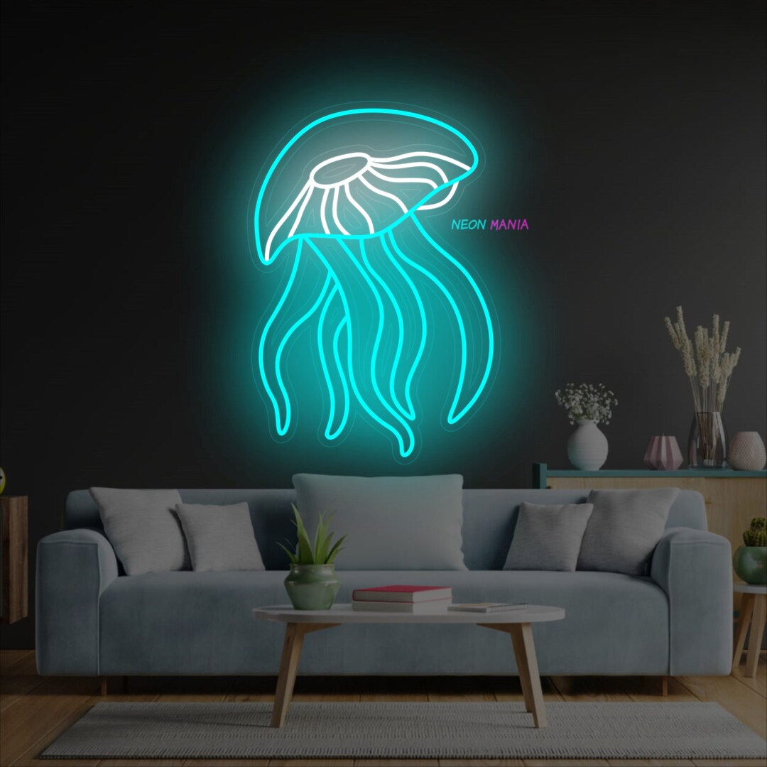 Jellyfish Neon Sign Swimming Medusa Neon Light Marine Led - Etsy