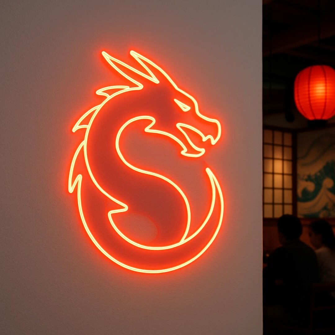 Dragon Neon Sign. Asian Cuisine Restaurants Light. Martial Arts Clubs ...
