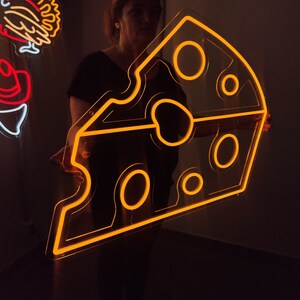 Cheese Neon Sign, Piece of Cheese Led Light, Food Neon Lights, Dairy ...