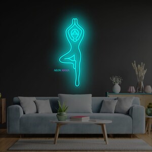 Yoga Girl Neon Sign Yoga Tree Pose Led Light Meditation Led - Etsy