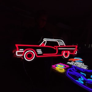 Car Neon Sign, Custom Vintage Led Light up for Bedroom Salon Bar Gym ...