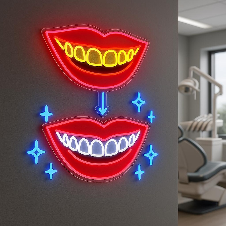 Dental Clinic Neon Sign. Teeth Whitening Les Sign. Dentist Gift Idea ...