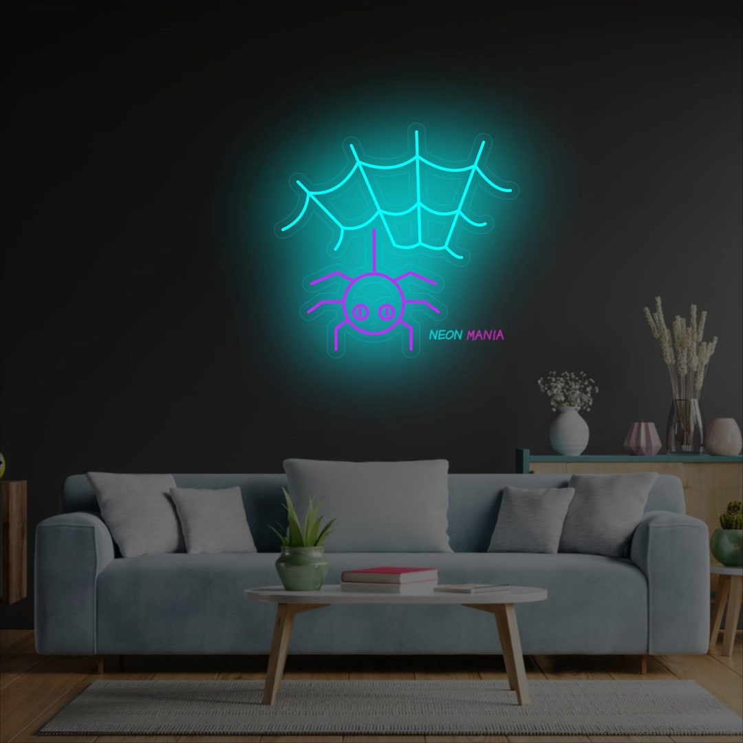 Spider Neon Sign, Halloween Led Light Sign, Spiders Web Led Neon Light ...