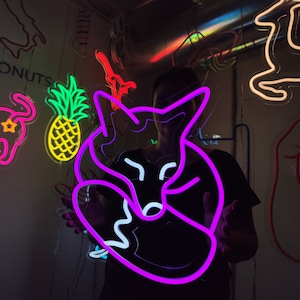 Fox Neon Sign, Sleeping Fox Light up Sign, Animal Led Light, Animal ...