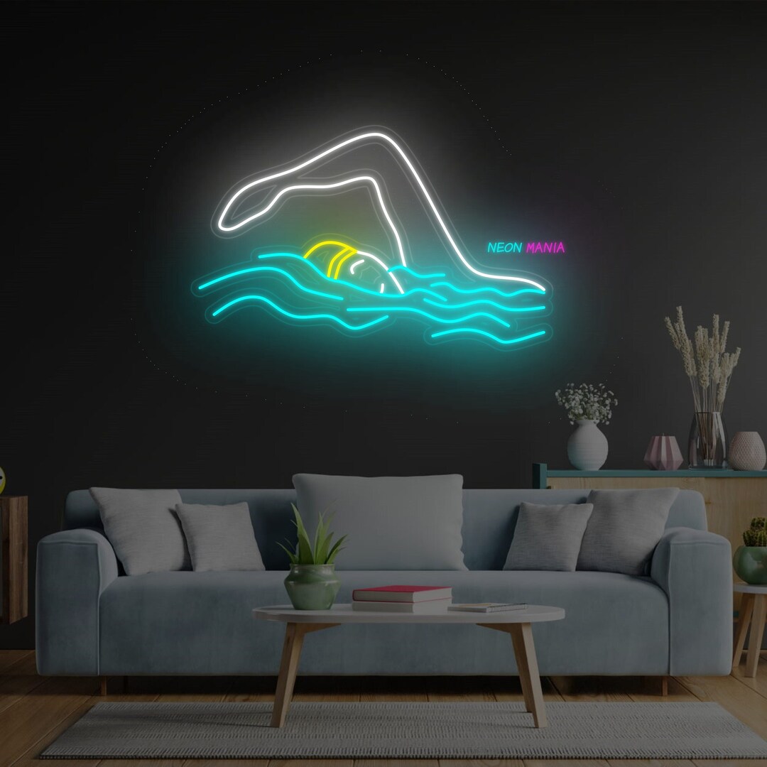 Swimming Man Neon Sign Swimmer Led Neon Swimming Pool Led - Etsy