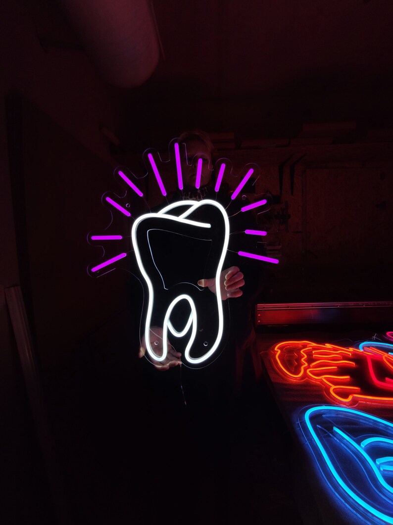 Tooth Neon Sign Shining Tooth Led Neon Medicine Led Light - Etsy
