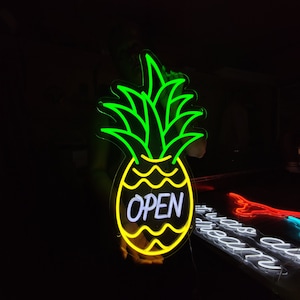 Pineapple Neon Sign, Ananas Light Sign, OPEN Custom Led Sign, Custom ...