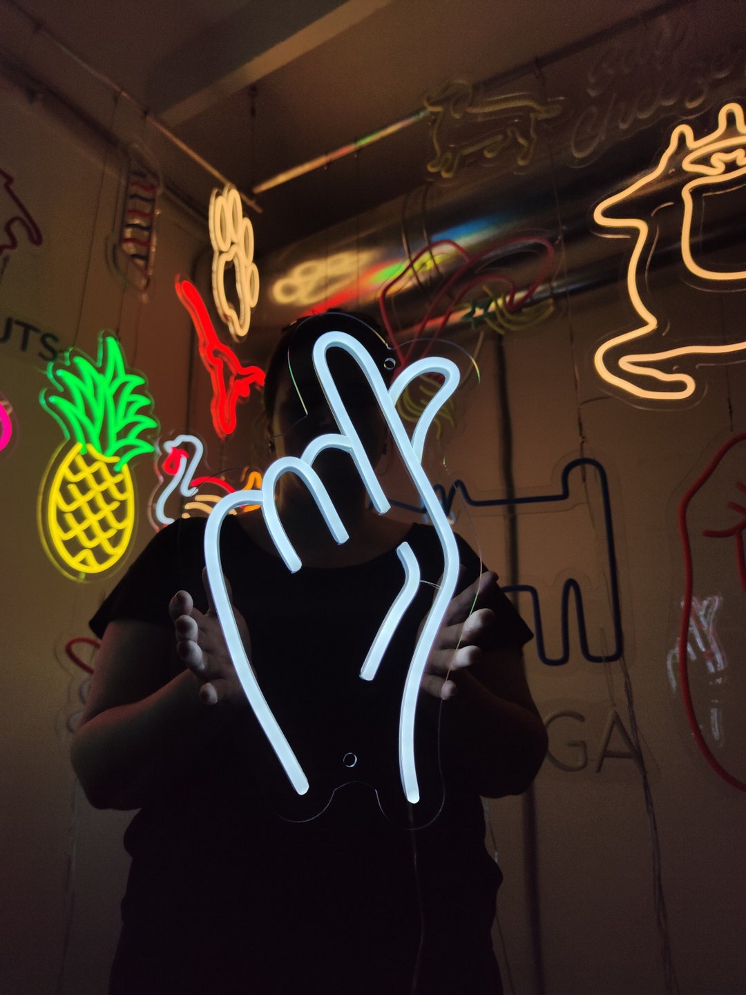 Finger Heart Neon Sign, Hand Heart Neon Light, Korea Kpop Heart Led ...