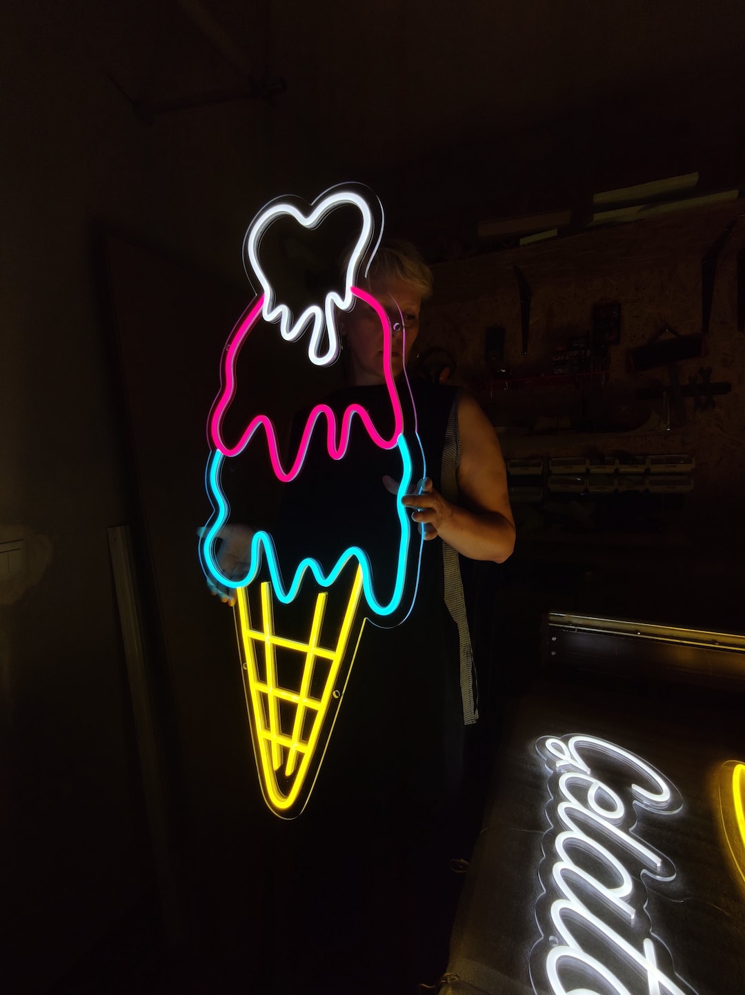 Ice Cream Neon Sign, Ice Cream Shop Led Neon, Summer Vibe Led Light ...