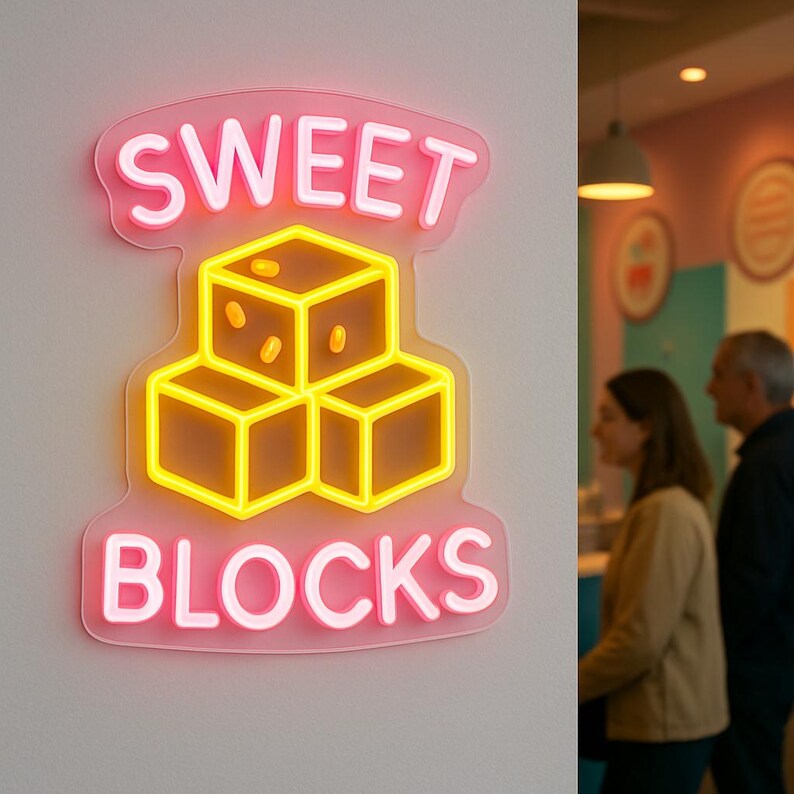 Fudge Shop Neon Sign. Toffee Dessert Shop Light. Cafe Led Sign. 