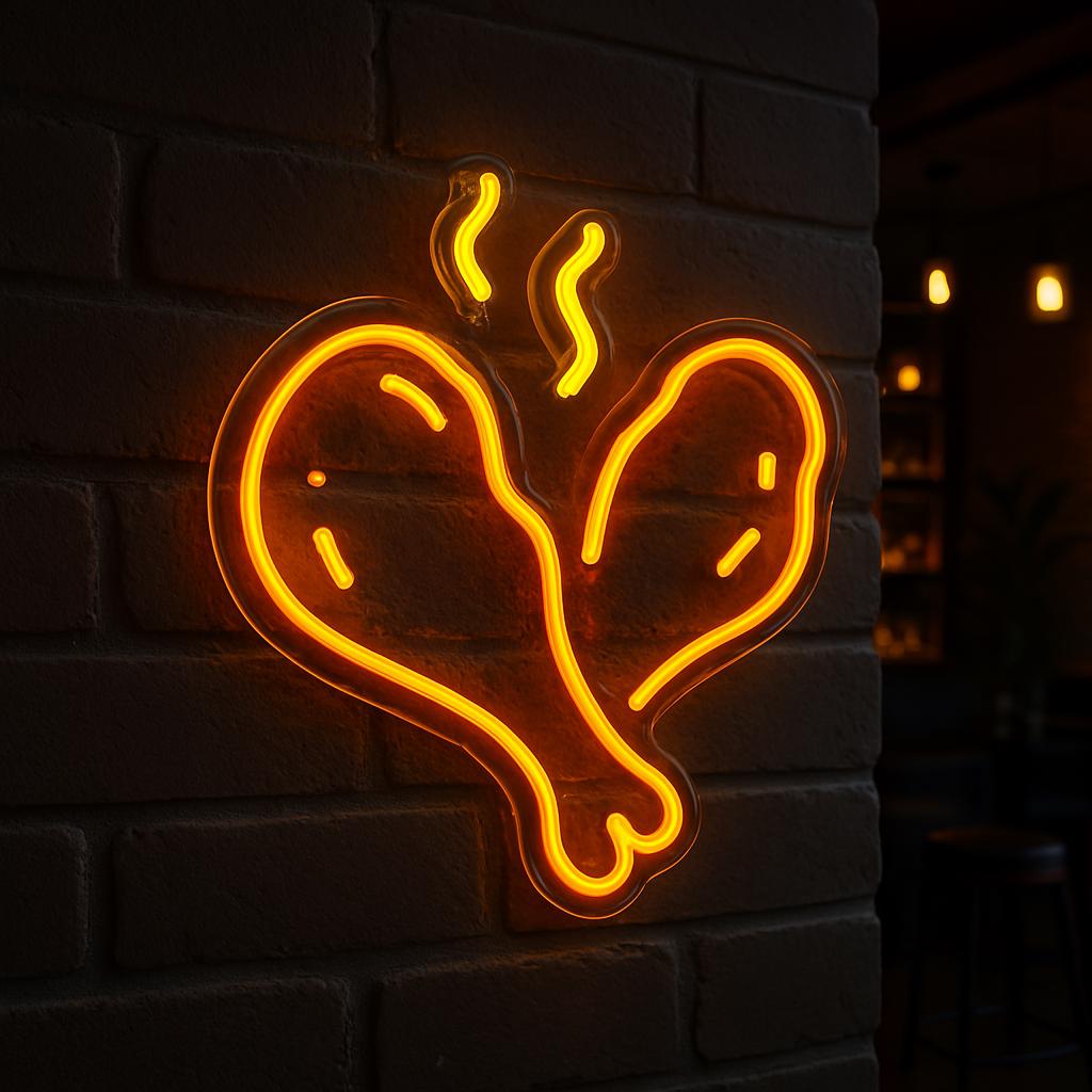 Fried Chicken Neon Sign. LED Restaurant Decor. Chicken Wings, Chicken ...