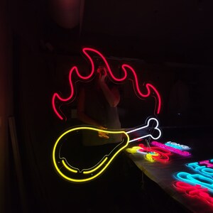 Chicken Neon Sign, Chicken Leg Neon Light, Fried Chicken Leg Light Sign ...