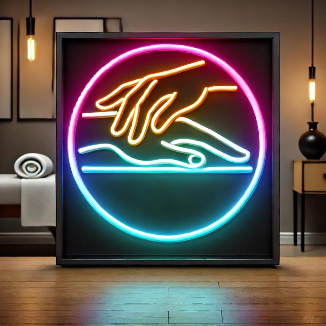 Massage Salon Neon Sign. Hand Massage, Lotus, Bamboo, Foot Reflexology ...