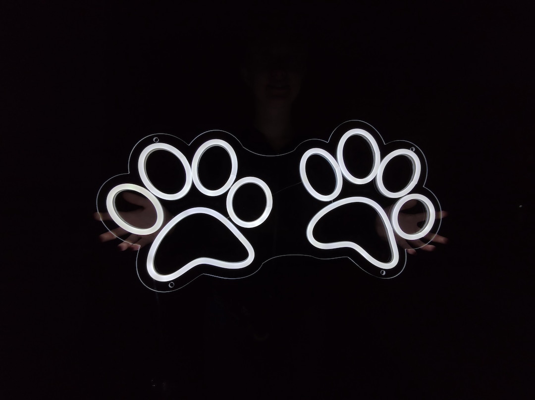 Paws Neon Sign, Dogs Paws Neon Light, Custom Cats Paws Led Sign, Pet ...