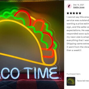 Taco Neon Sign Tacos Led Light Mexican Neon Lights Mexican | Etsy