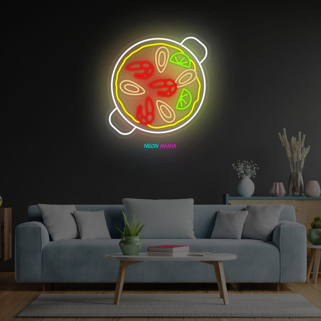 Paella Neon Sign: Light up Your Restaurant. Seafood Paella Led Sign ...