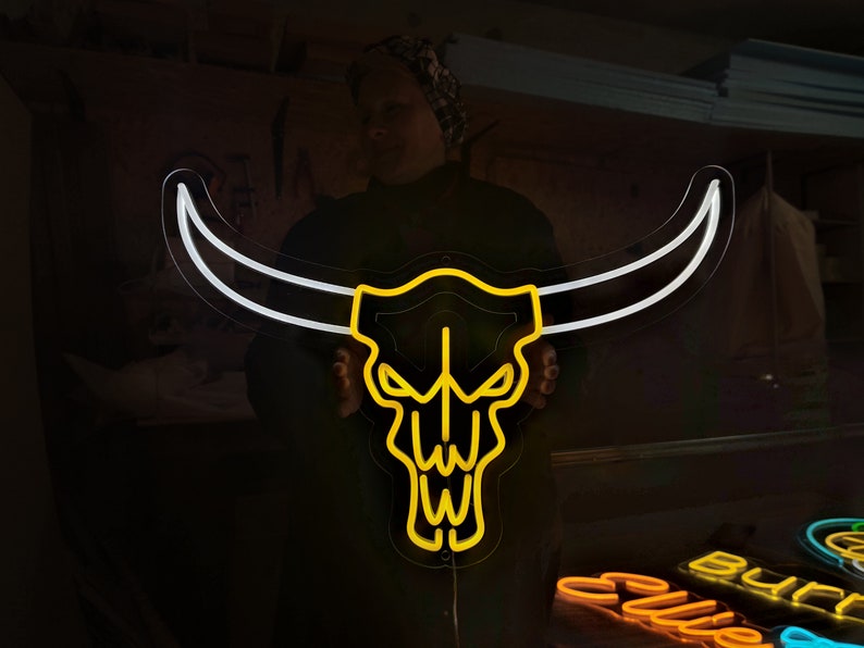 Bull Skull Neon Sign Cow Skull Led Neon Animal With Horns - Etsy