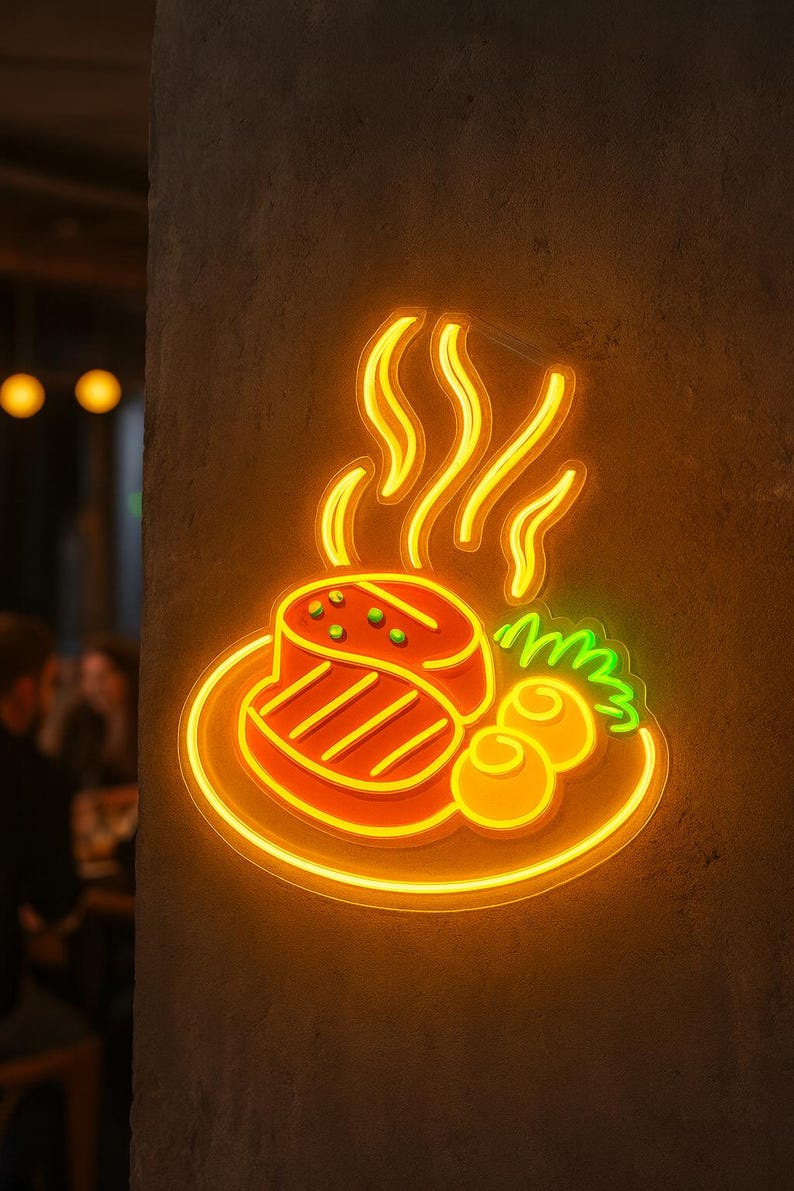 Meat and Grill Neon Sign. Restaurant Led Sign. Gift Idea for Chef ...