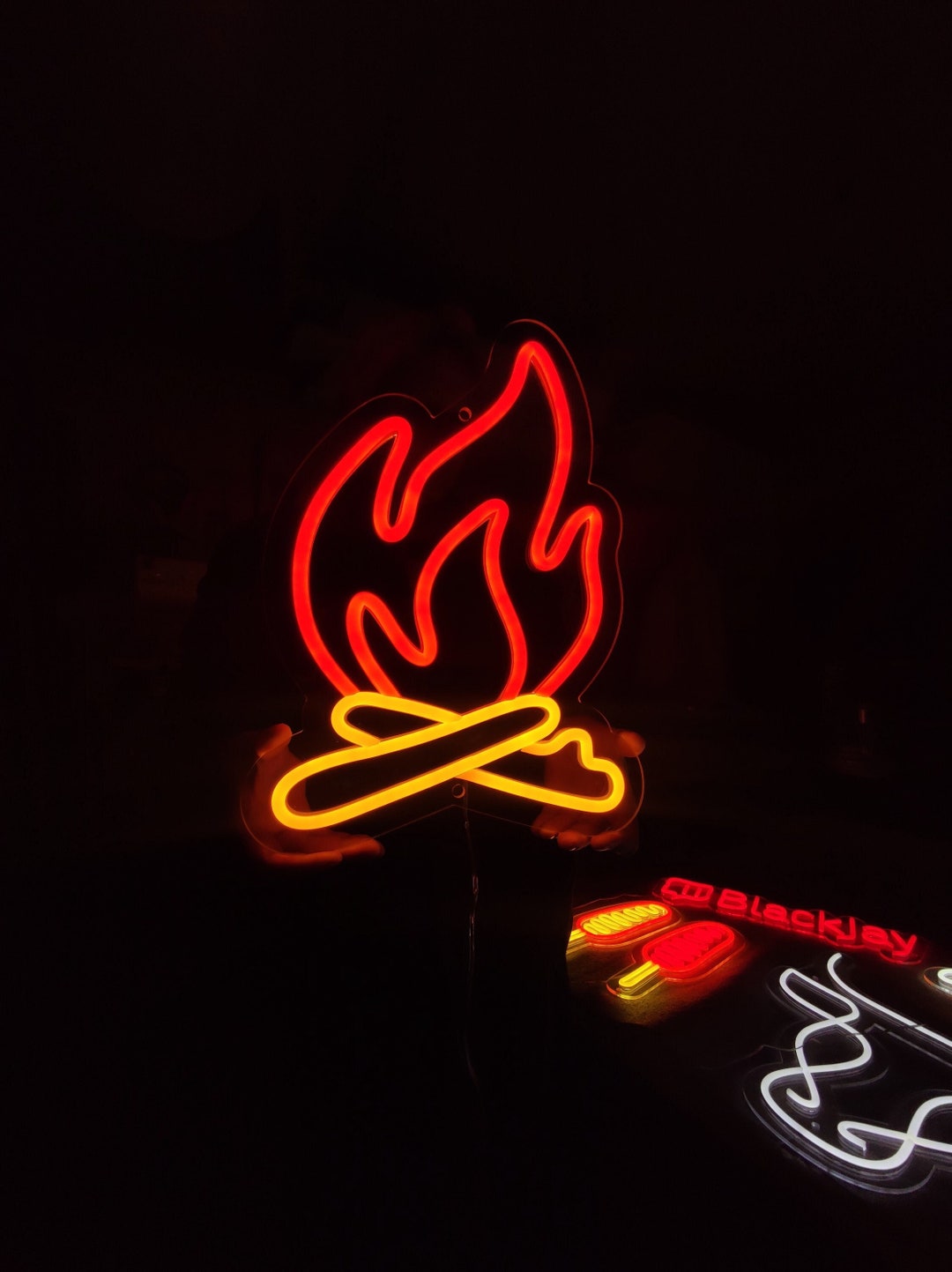 Fire Flame Neon Sign Flame Led Light Sign Custom Fire Room - Etsy