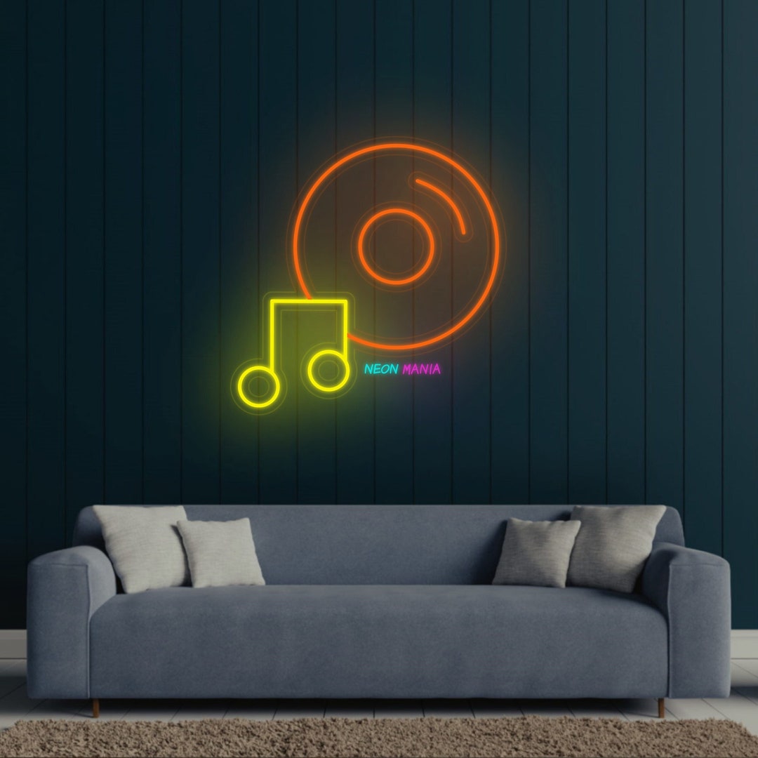 Note and Vinyl Neon Sign, Music Led Light, Record Store Light Sign ...