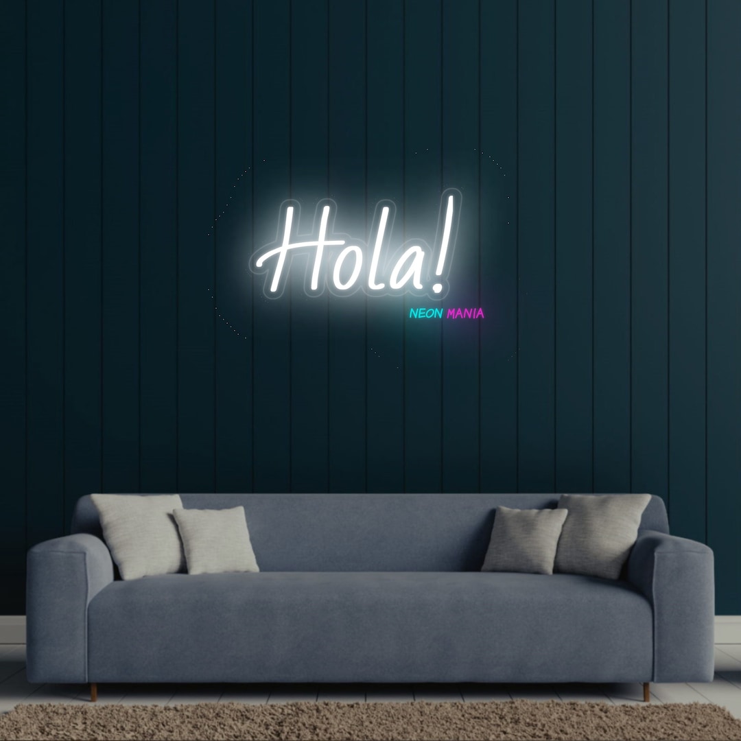 Hola Neon Sign, Hello Sign, Spanish Led Sign, Greeting Neon Light, Wall ...