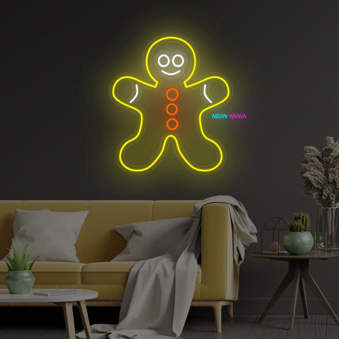 Ginger Cookie Neon Sign, Gingerbread Man Light Sign, Custom Decor for ...