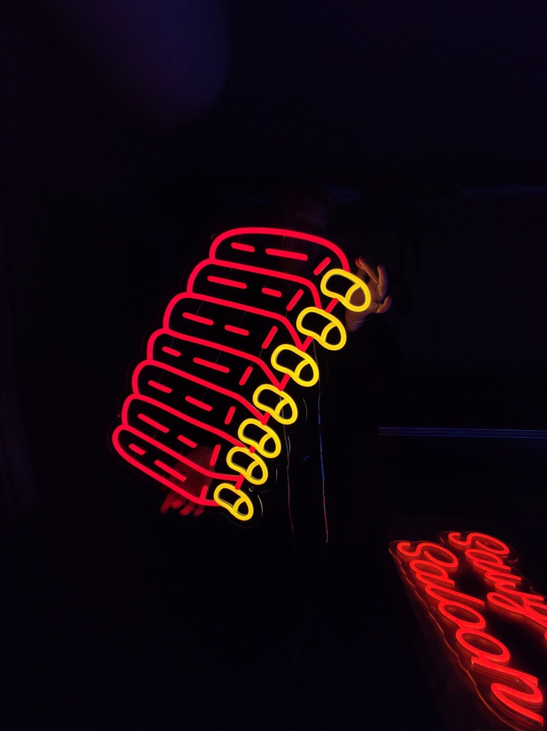 Beef Ribs Neon Sign, Meat Dishes Led Sign, Grill Bar Led Light, Custom ...